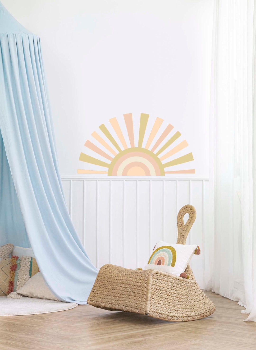 Graphic Half Sun Decal, Rising Sun Decal, Sunshine Wall Decal, Sun Wall ...