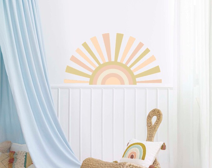 Graphic Half Sun Decal, Rising Sun Decal, Sunshine Wall Decal, Sun Wall ...