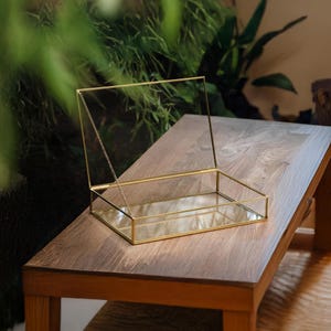 Glass Box Display Case Photo Brass Black Gold Card Customized ...