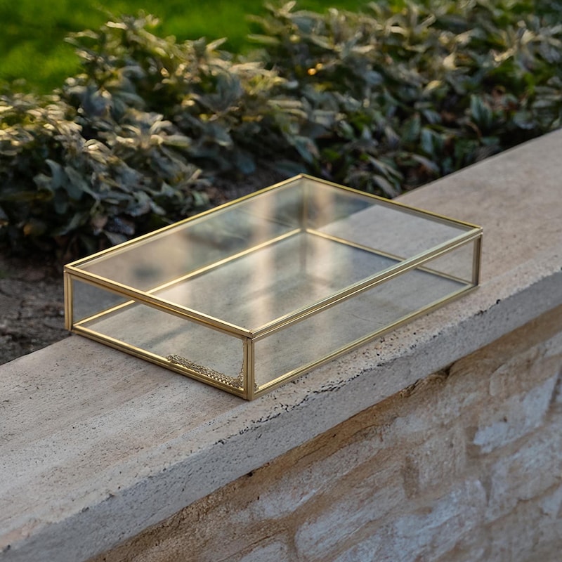 Gold Glass Jewelry Box - Etsy