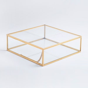 12x12x3" Display Case Glass Photo Box Brass Gold Card Customizable ...