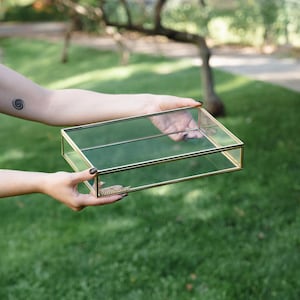 Glass Box Display Case Photo Brass Black Gold Card Customized ...