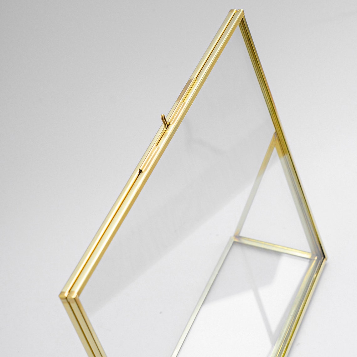 10x8" Floating Glass Frame Brass Desktop Photo Picture Double Tabletop ...