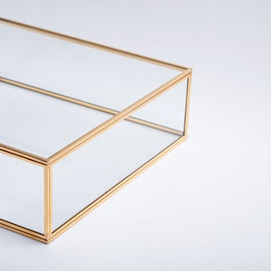 12x12x3" Display Case Glass Photo Box Brass Gold Card Customizable ...