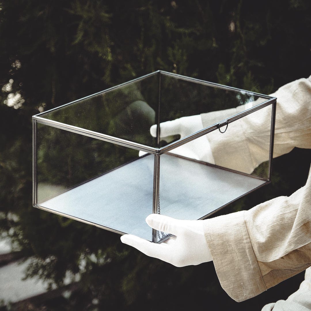 Card Box Anthracite Black Glass Box Large Display Case Bouquet ...