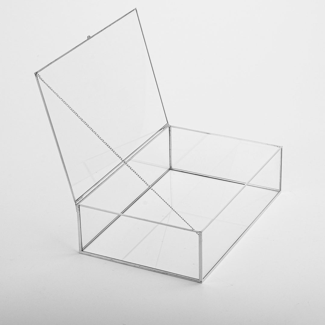 12x8x3" Display Case Glass Photo Box Silver Card Customizable ...