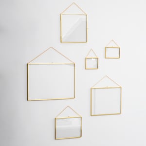 6 Pcfloating Glass Frame Brass Gold Wall Hanging Photo Picture Double ...