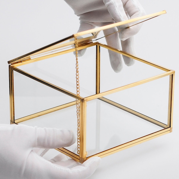 Gold Glass Jewelry Box - Etsy