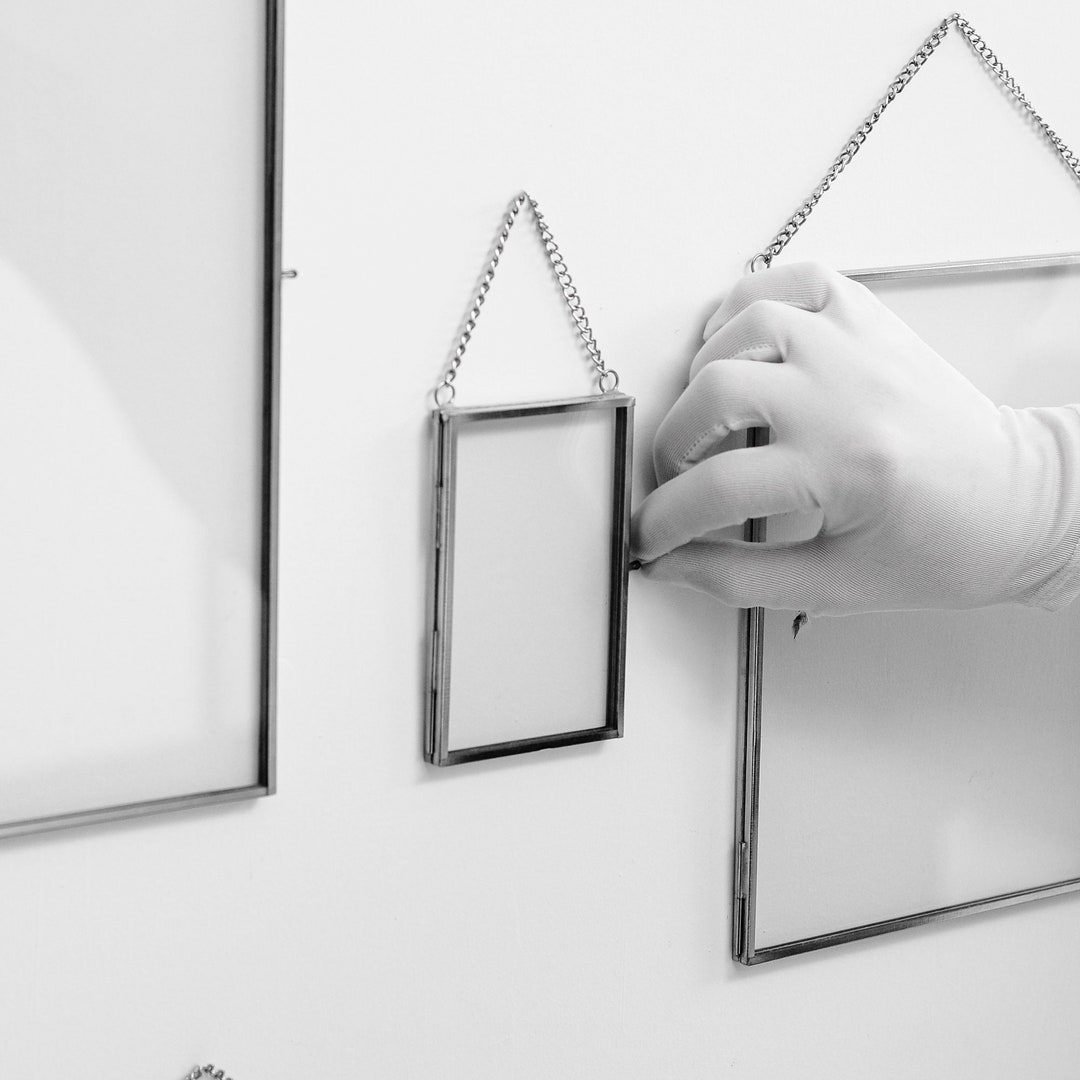 5x3" Floating Glass Frame Silver Wall Hanging Photo Picture Double ...