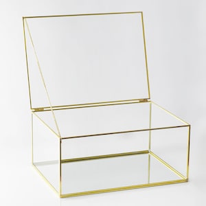 Large Gold Glass Box Display Case Photo Brass Card Custom Personalized ...