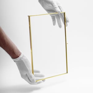 Floating Glass Frame Brass Gold Wall Hanging Photo Picture Double ...