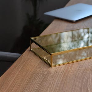 Glass Box Display Case Photo Brass Black Gold Card Customized ...