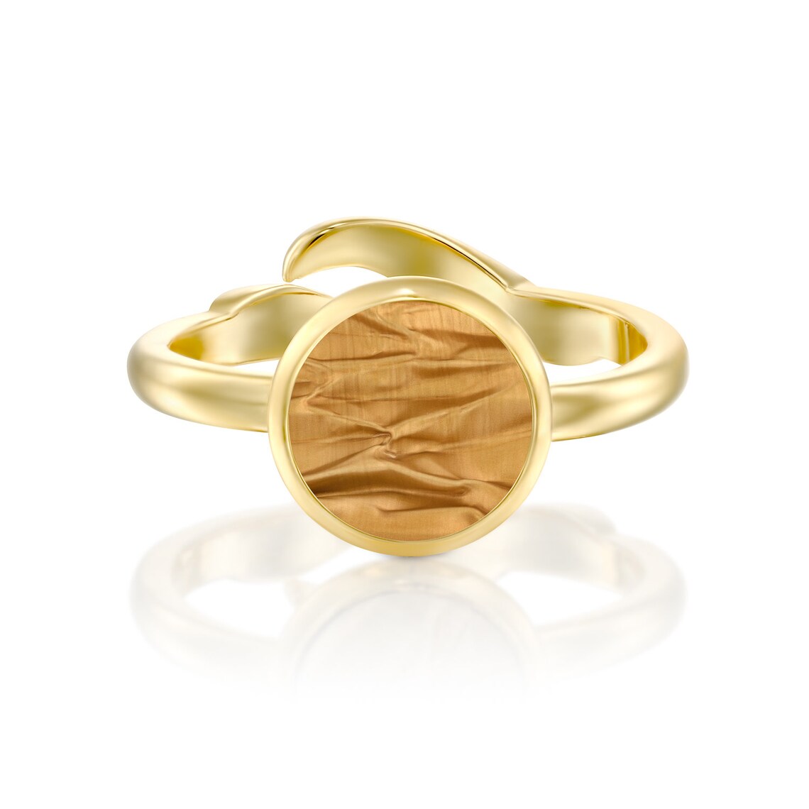 Small Round Adjustable Gold Ring, Gold Ring, Minimalistic Design, Gift ...