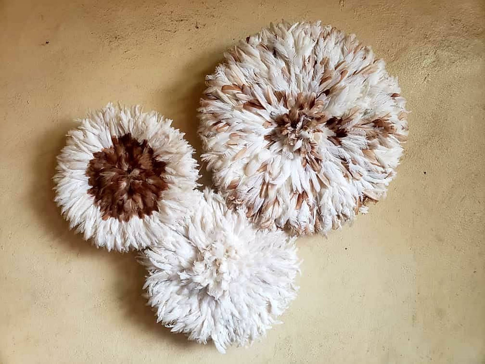 Juju Hat Set of 3 in Tan and White for Home Decor African - Etsy