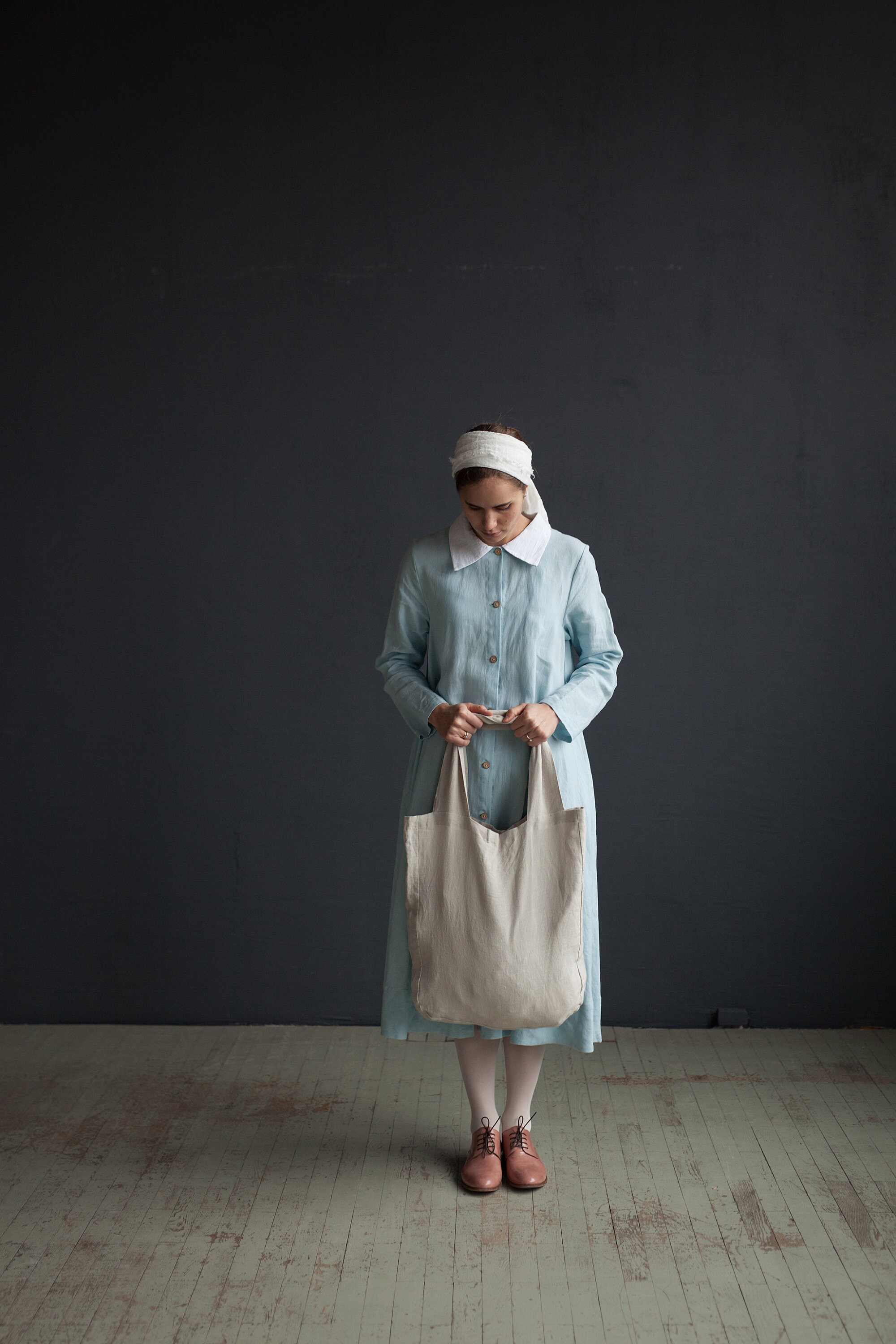 Light Gray Linen Bag Large Round Bag Linen Shoulder Bag - Etsy