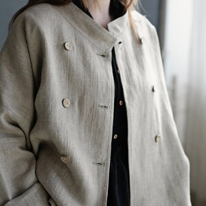 Natural Linen Jacket, Women's Clothing, Oversized Loose Fit, One Size ...