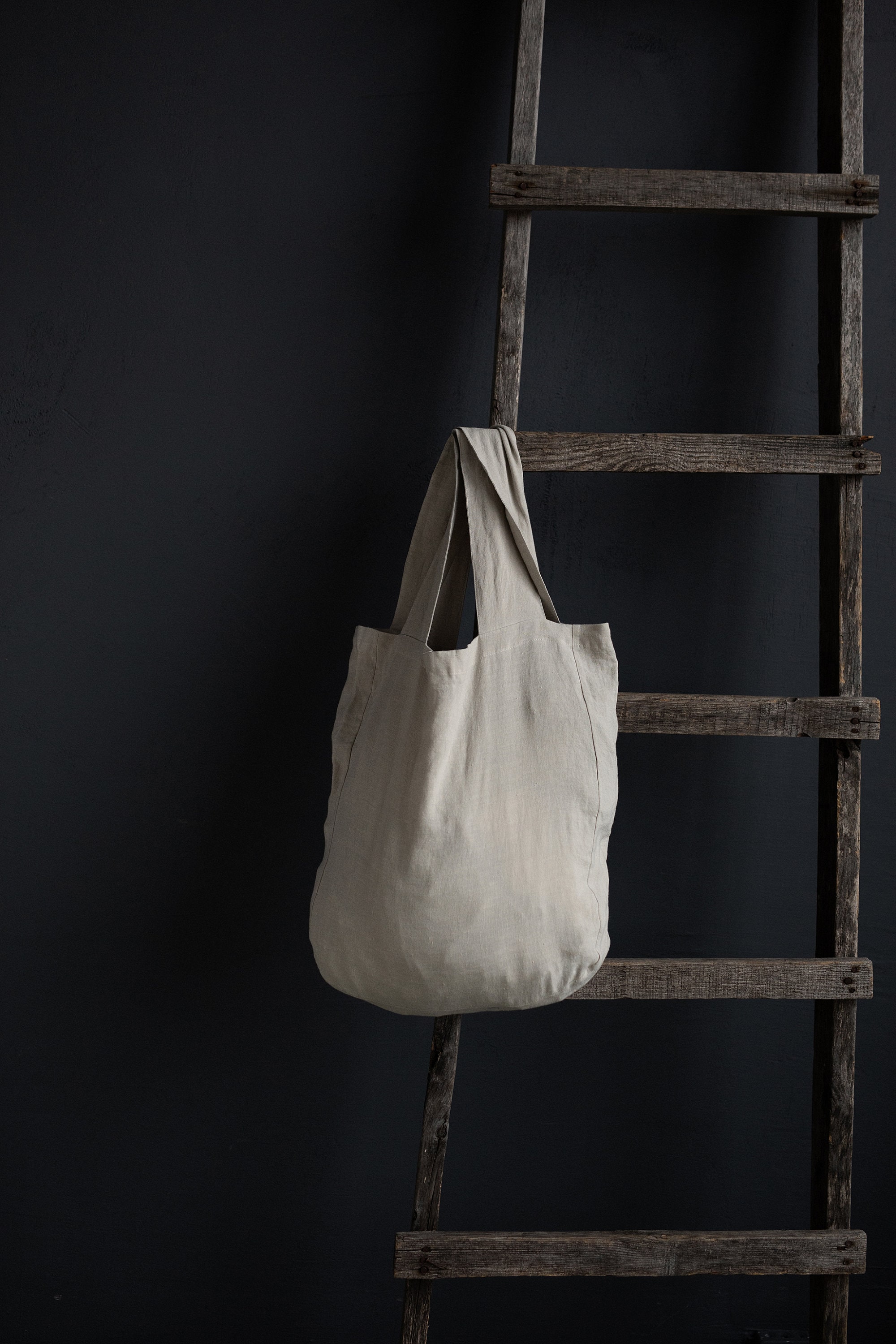 Light Gray Linen Bag Large Round Bag Linen Shoulder Bag - Etsy