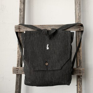 Linen Backpack, Black White Stripes, Midnight, Gift for Women ...