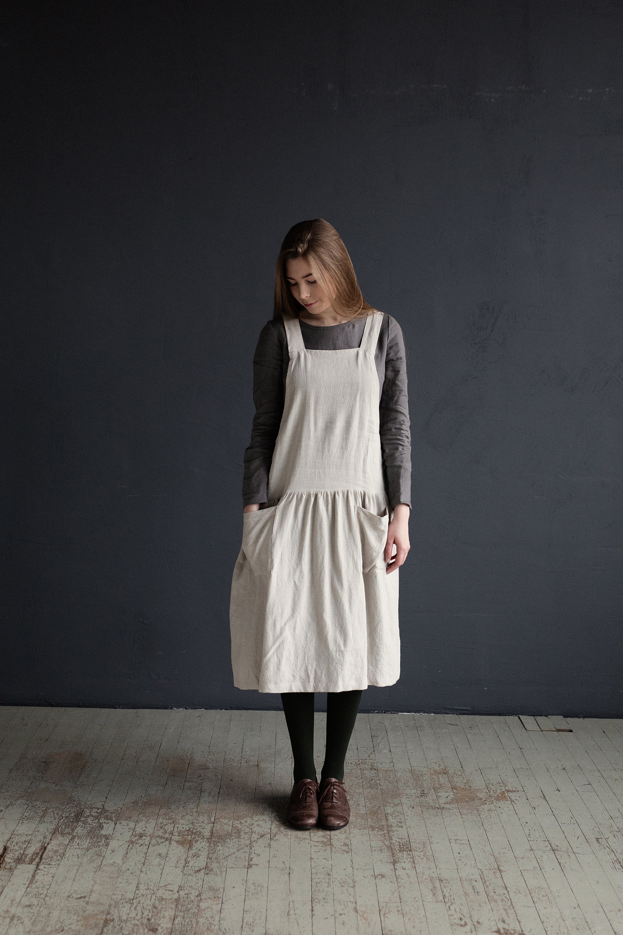 Linen Apron Light Gray Apron Pinafore Dress Sleeveless - Etsy