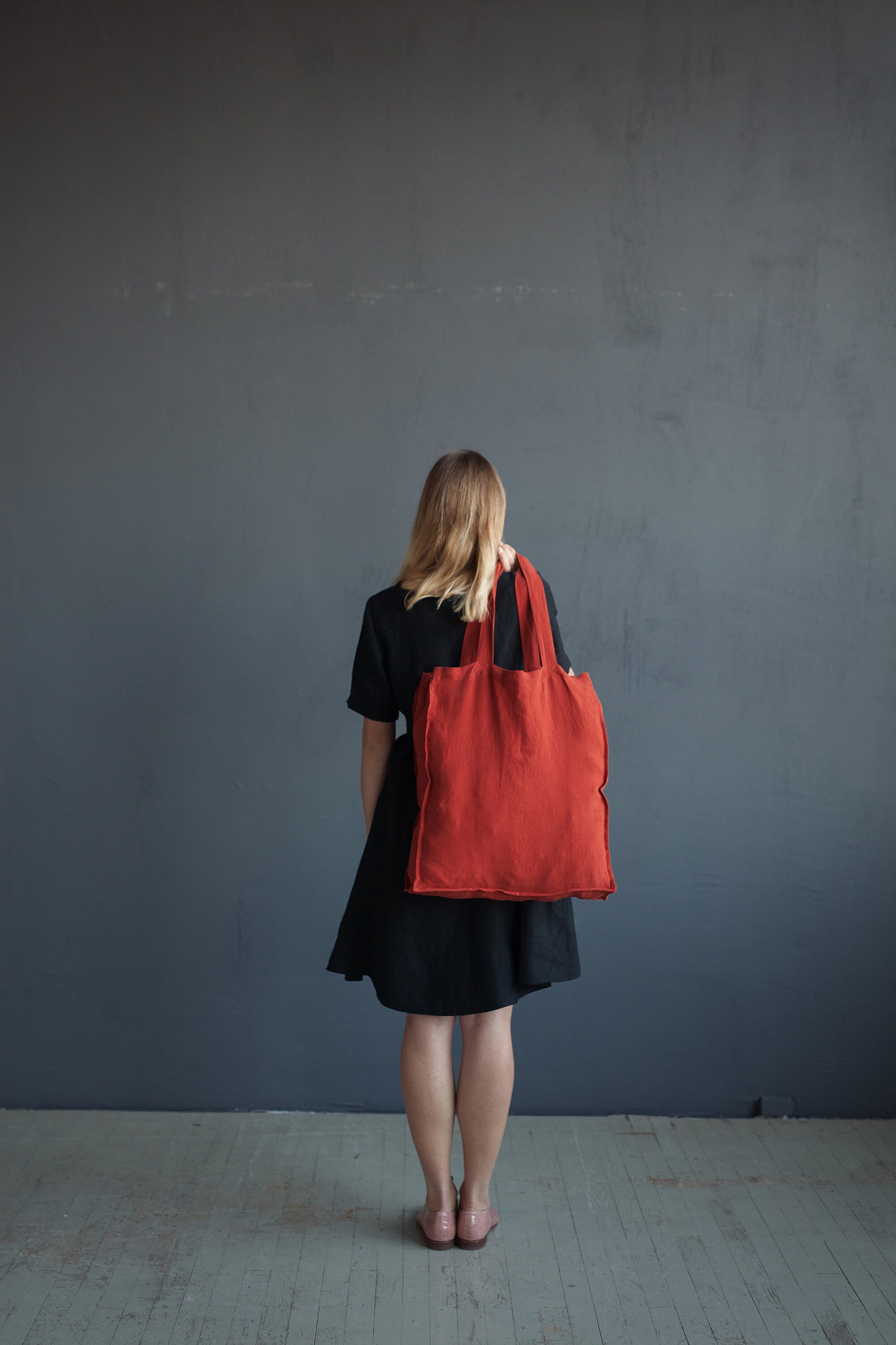 Square Linen Bag Linen Tote Bag Red Linen Bag Shopping Bag - Etsy