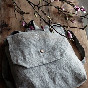 Linen Backpack, Black White Stripes, Gift for Women, Monogram ...