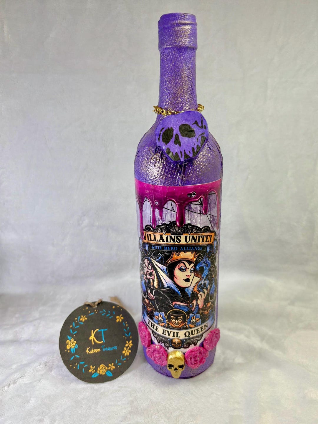 Decoupage Upcycle Gothic Disney Inspired Villain Wine Bottle Decor ...