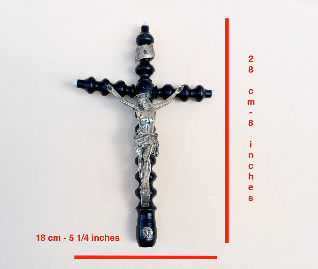 8 Inch Large Antique French Crucifix Jesus Christ on the Cross Silver ...