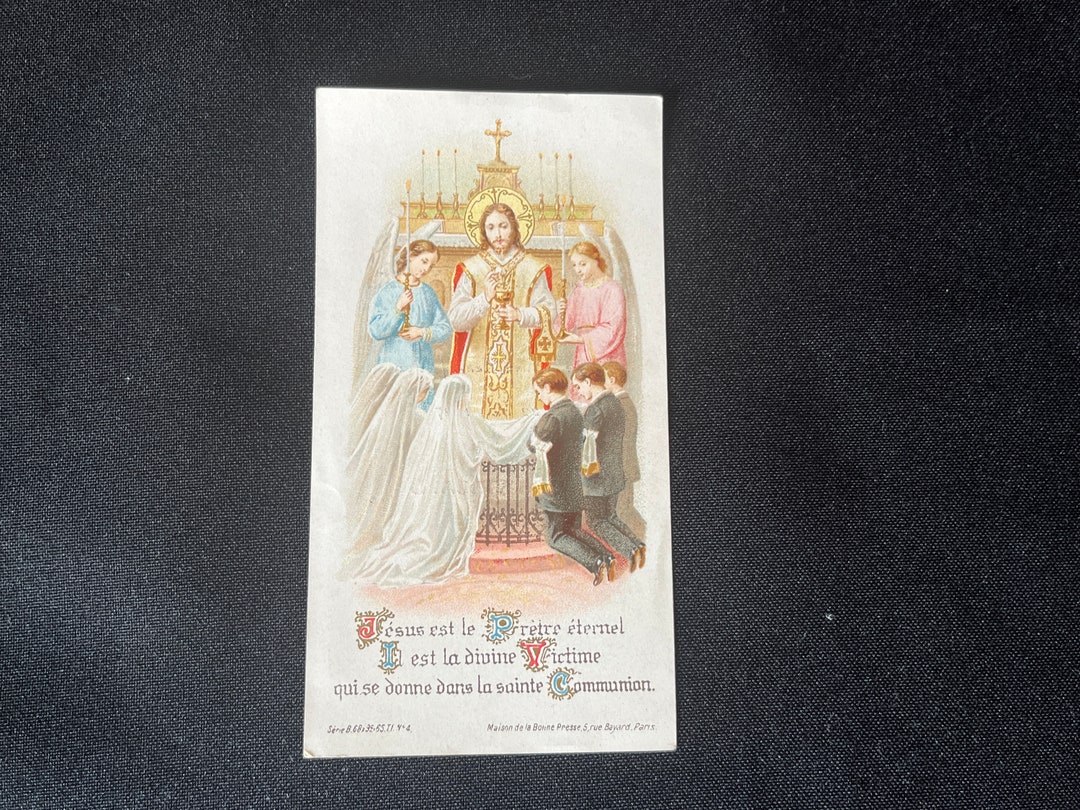 Antique French Pious Image Jesus Christ Sacred Heart Communion - Etsy