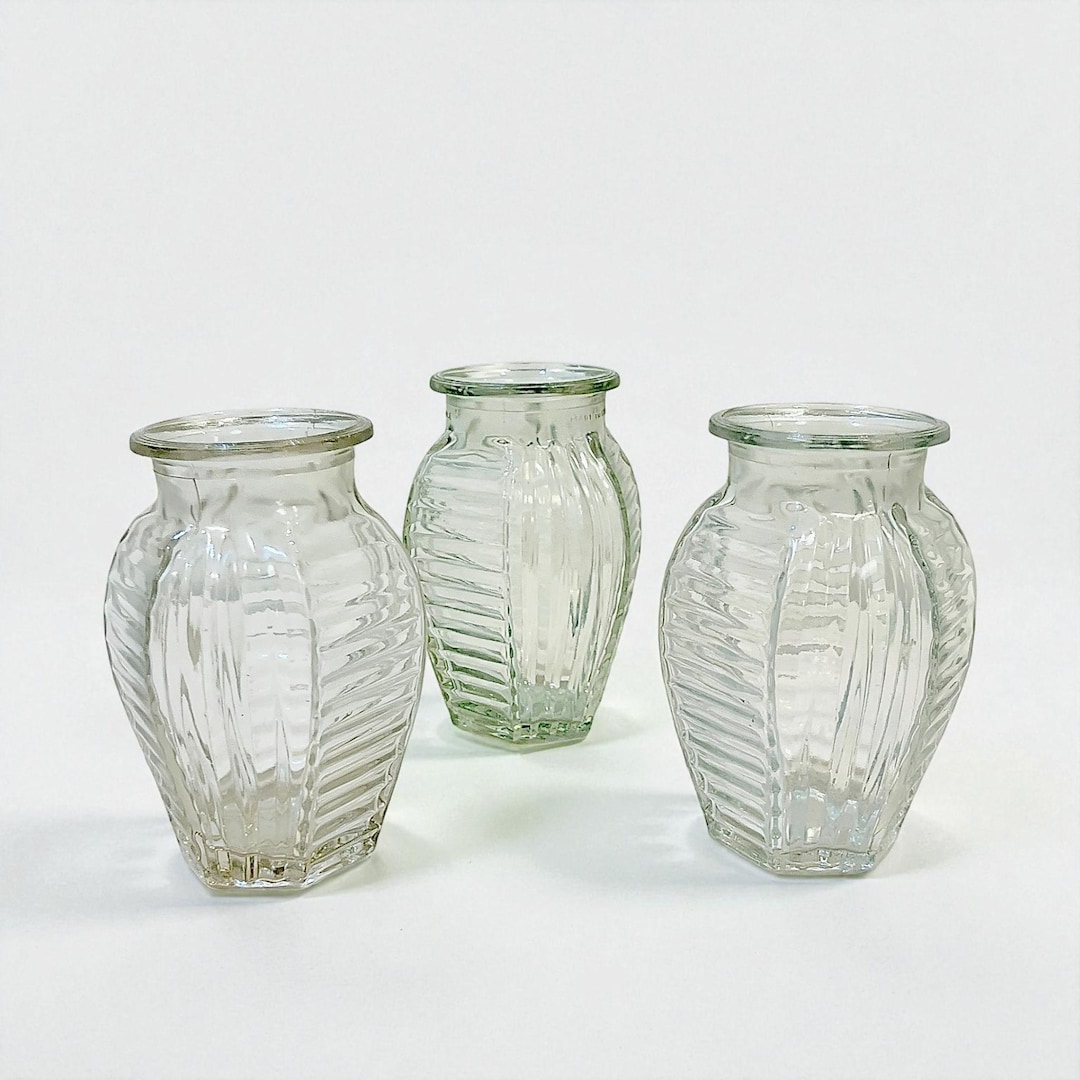 13 Cm - 5 Inches Antique French Art Deco Hyacinth Vase in Molded Glass ...