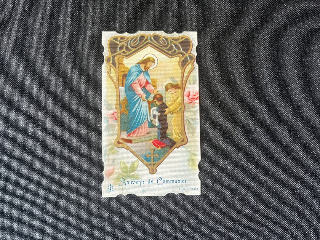 Antique French Pious Image Jesus Christ Sacred Heart Communion XX 1930 ...