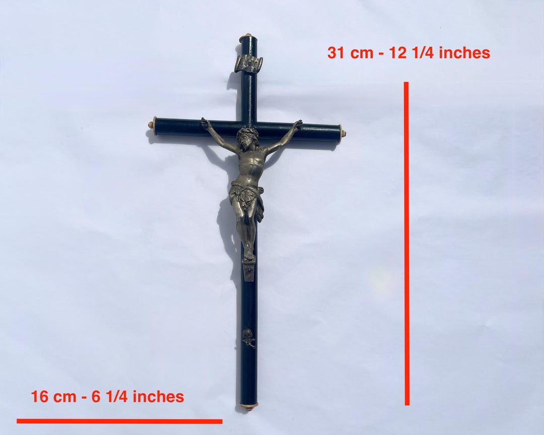 12 Inch Large Antique French Crucifix Jesus Christ on the Cross Silver ...