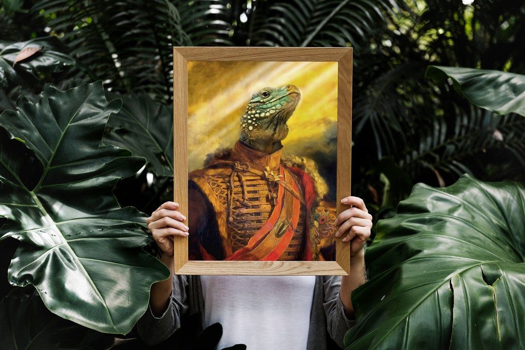 Reptile Owner Gift, Old Fashioned Lizard Portrait, Reptile Portrait ...