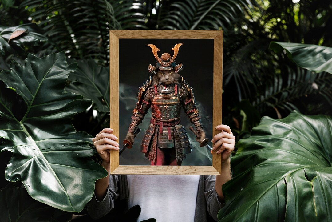 Japanese Samurai Warrior Dog Portrait, Personalized Funny Royal Pet ...