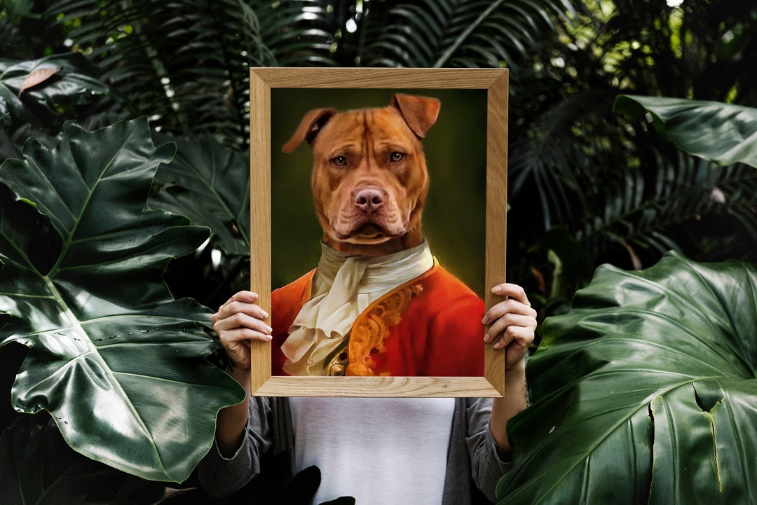 Royal Pit Bull Personalized Portrait, Pit Bull Terrier Owner Photo Gift ...