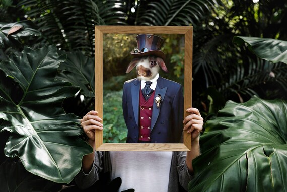 Old Fashioned Rabbit Portrait Rabbit Portrait Royalty - Etsy