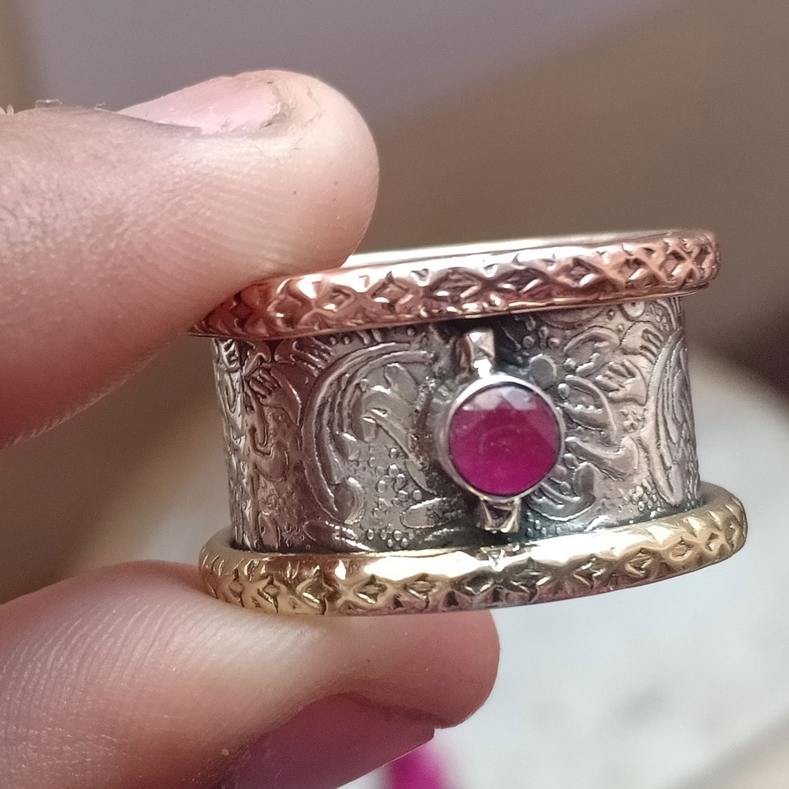 Ruby Gemstone Ring 925 Sterling Silver Ring Boho Ring | Etsy