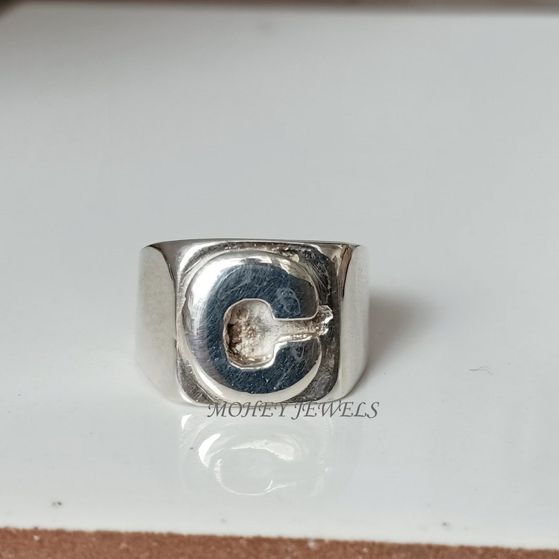 Initial Ring Letter Ring Chunky Initial Ring C Ring - Etsy