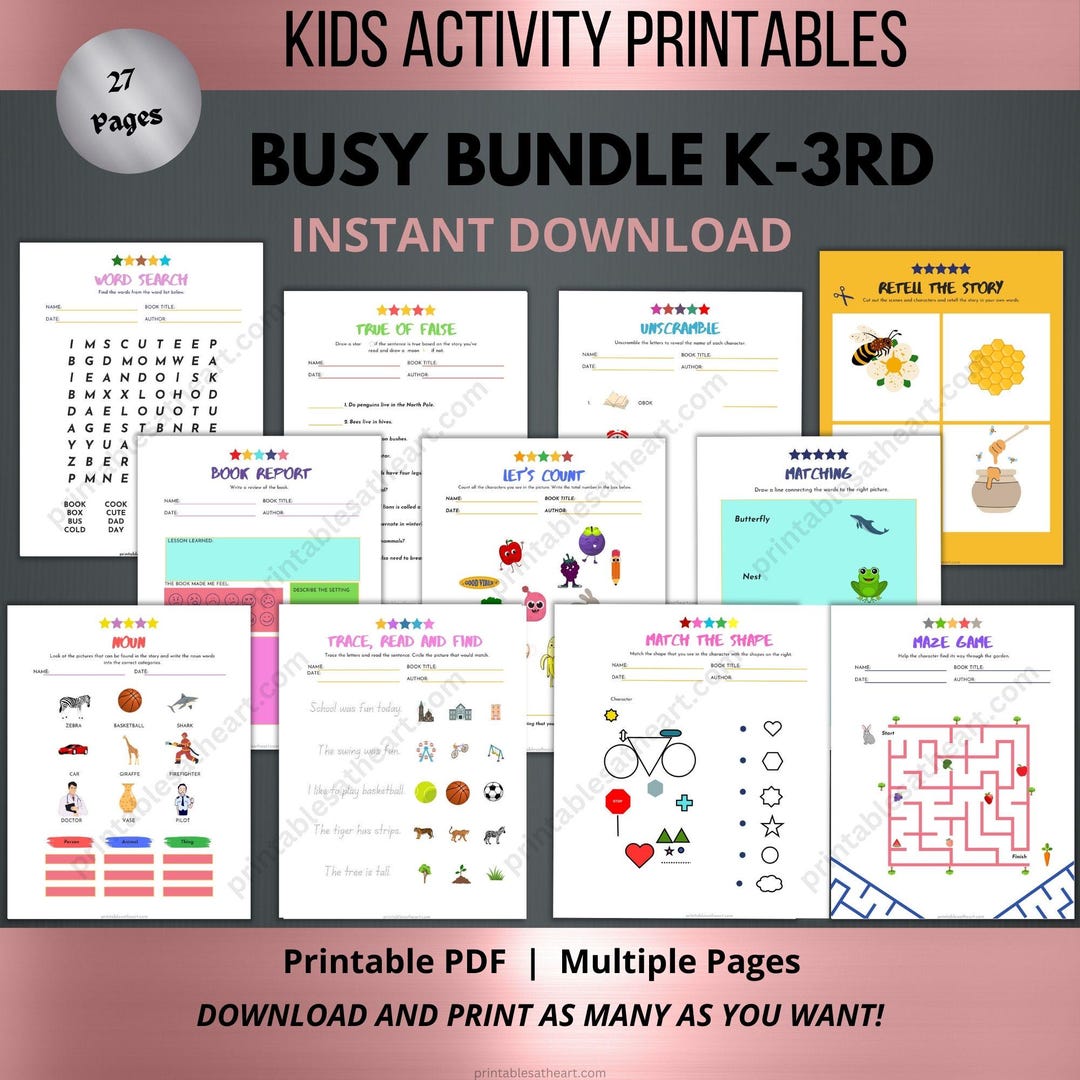 Creative Activity Sheets for Kindergarten to 3rd Grade - Etsy