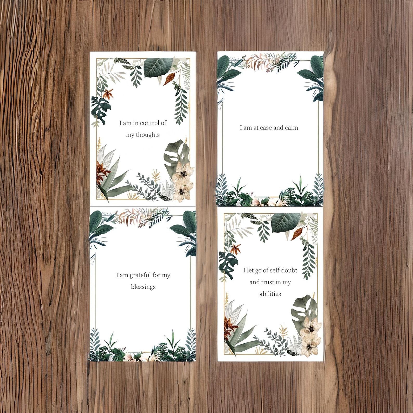 100 Printable Affirmation Cards for Anxiety Green Leafy - Etsy