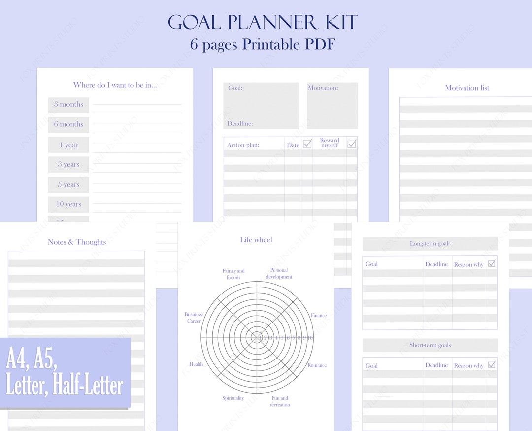Goal Planner Kit, Goal Tracker Printable,goal Planner PDF, Bullet ...