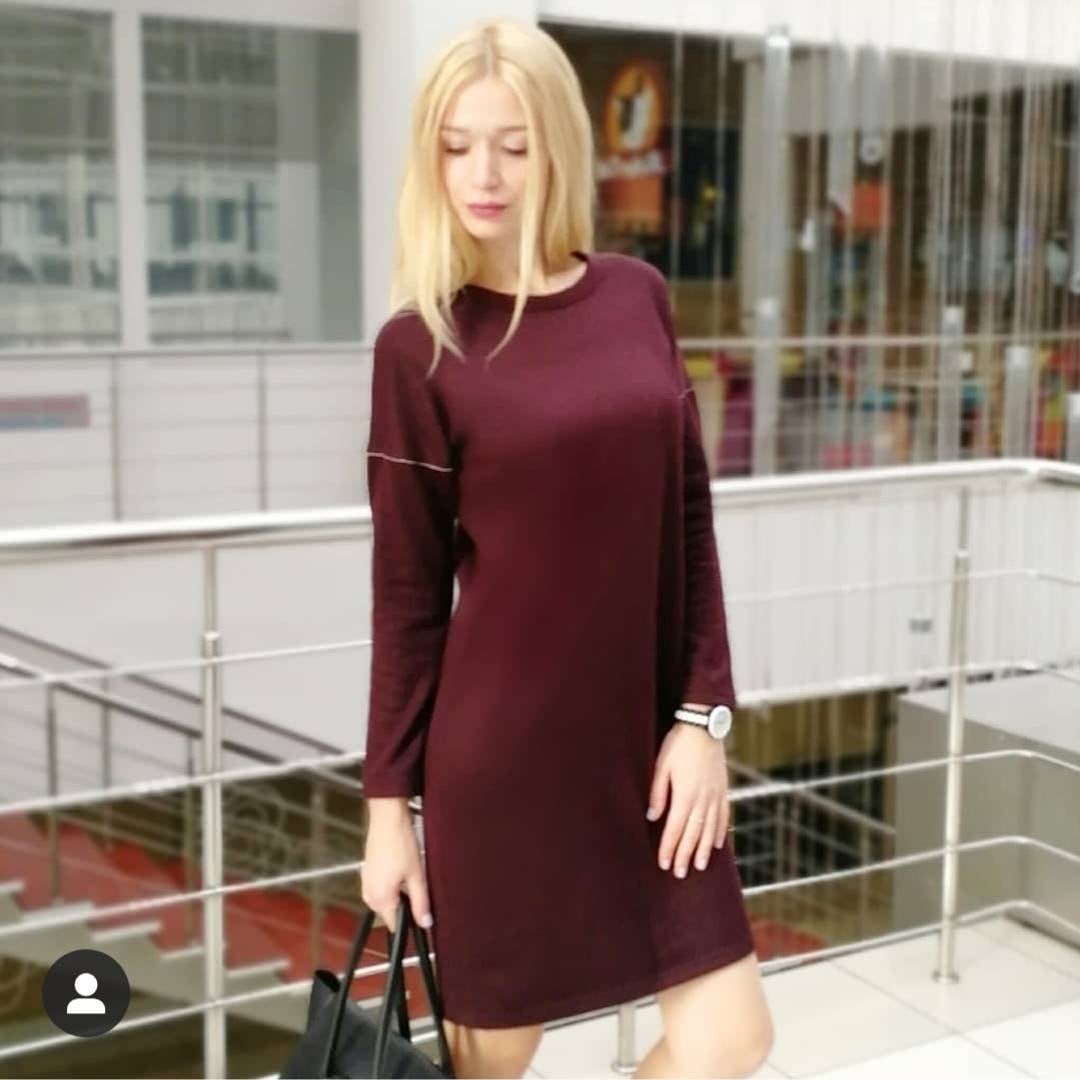 Warm Jersy Dress Winter Wool Dress Marsala Dress Oversized - Etsy