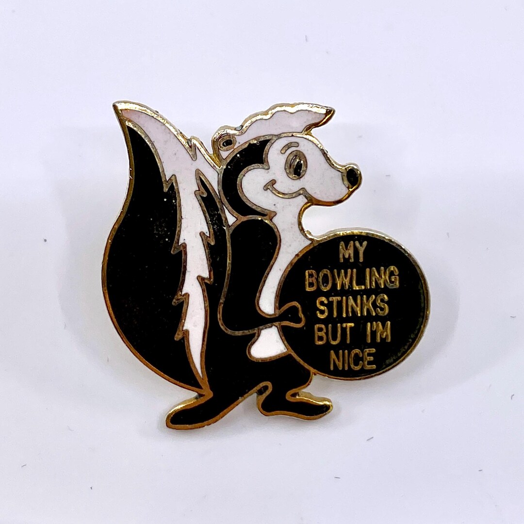 Vintage Pepe Le Pew Skunk "my Bowling Stinks but I'm Nice" Enamel Pin ...