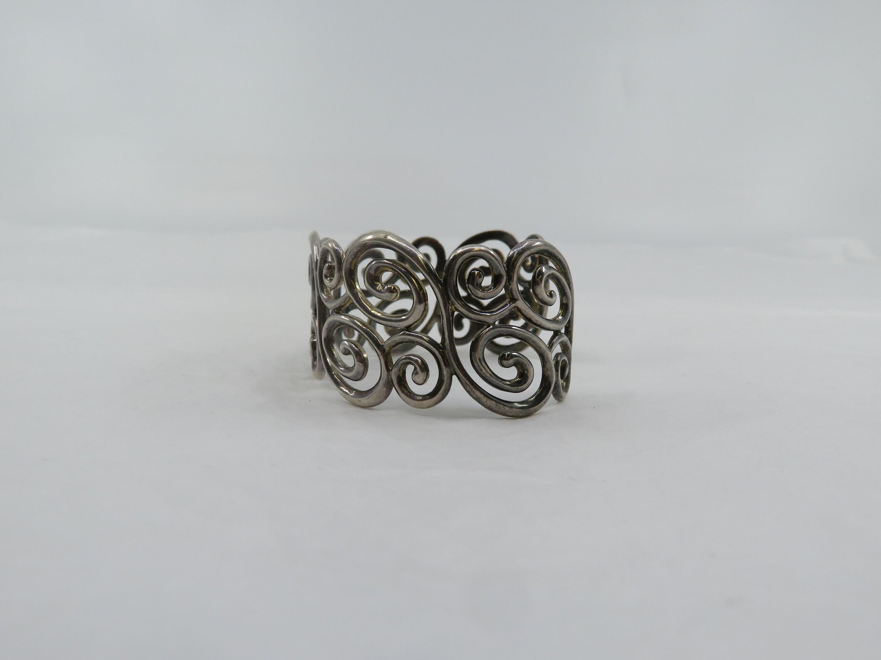Vintage Sterling Silver Swirl Pattern Cuff Bracelet - Etsy