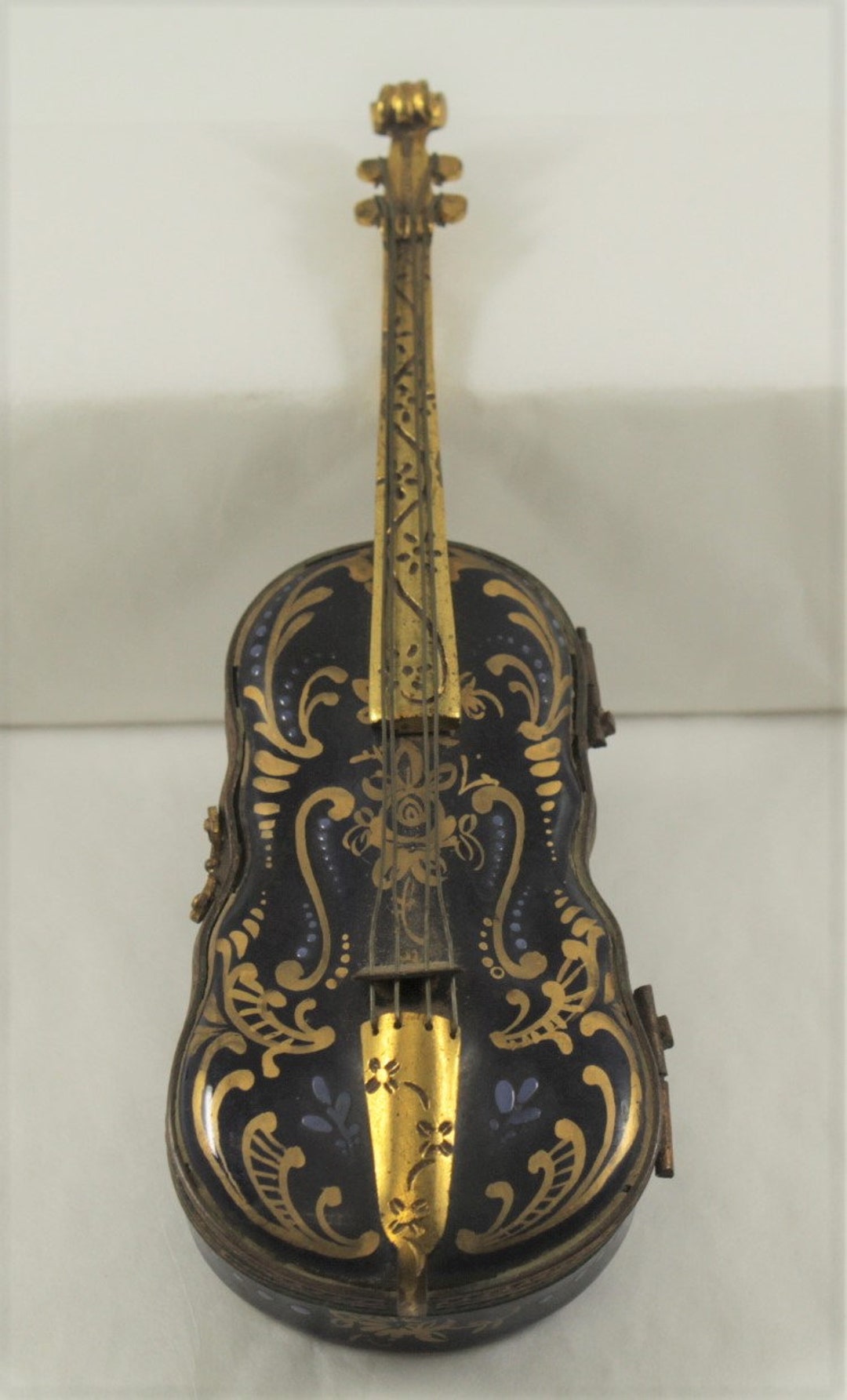 Antique Hand Painted Porcelain Violin Trinklet Box Made in - Etsy