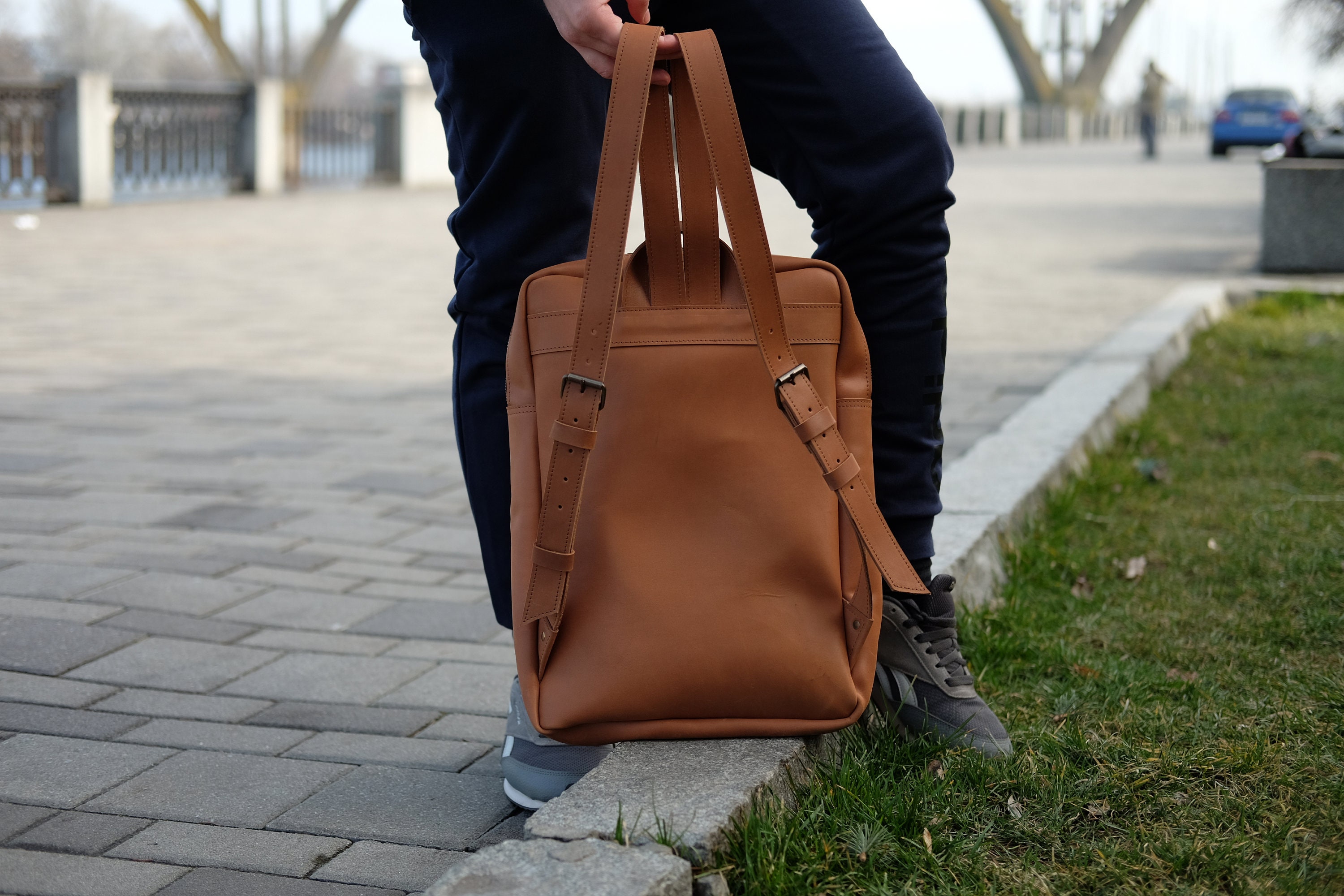 Zipper Backpack Brown Laptop Backpack Backpack With Pocket | Etsy