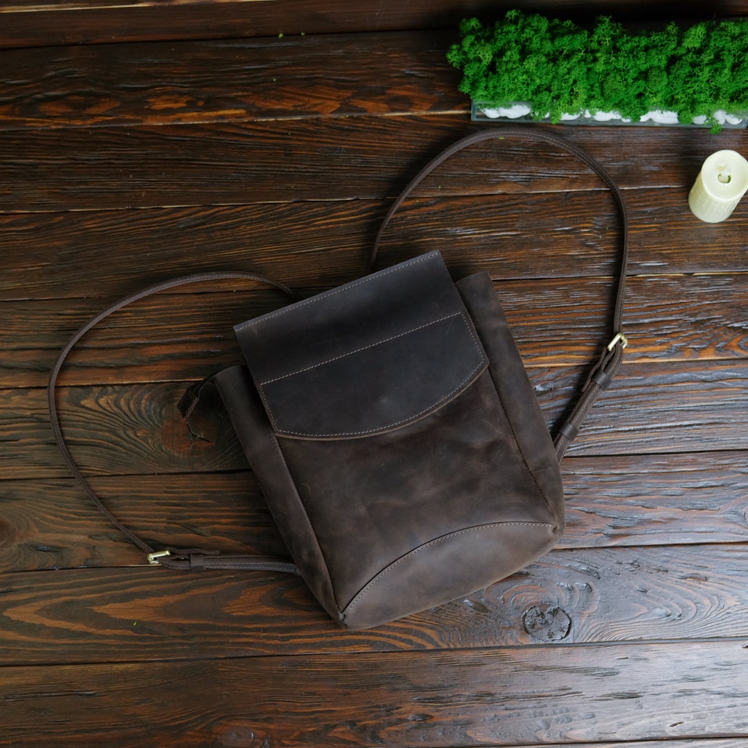 Custom Small Leather Backpack Women, Genuine Leather Satchel ...