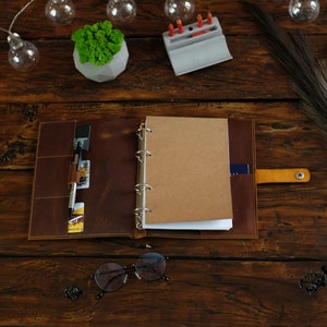 A4 A5 Leather Binder Personalized, Custom Ring Notebook With Initial ...