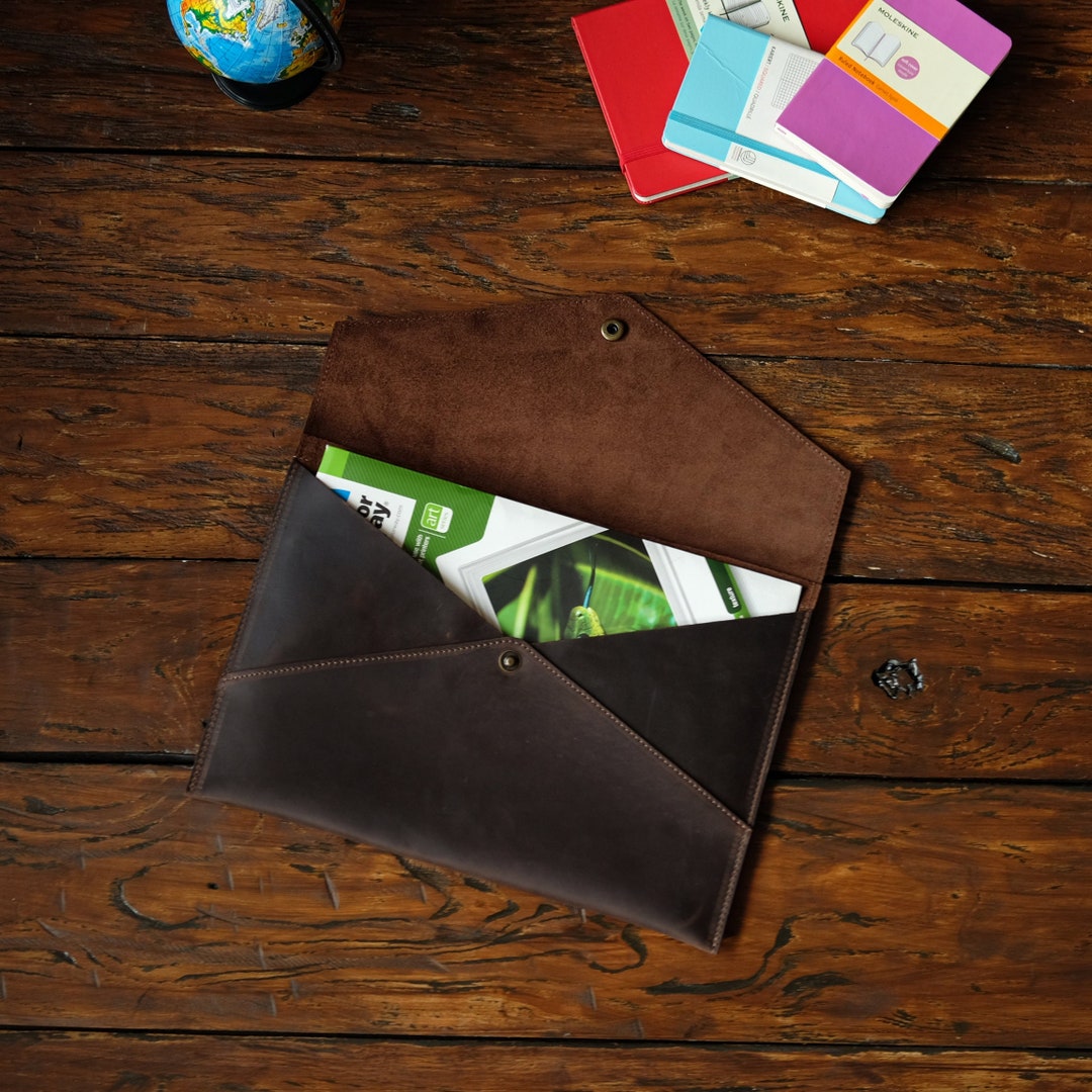 Leather Document Envelope Holder A4, Cusom Office File Folder ...