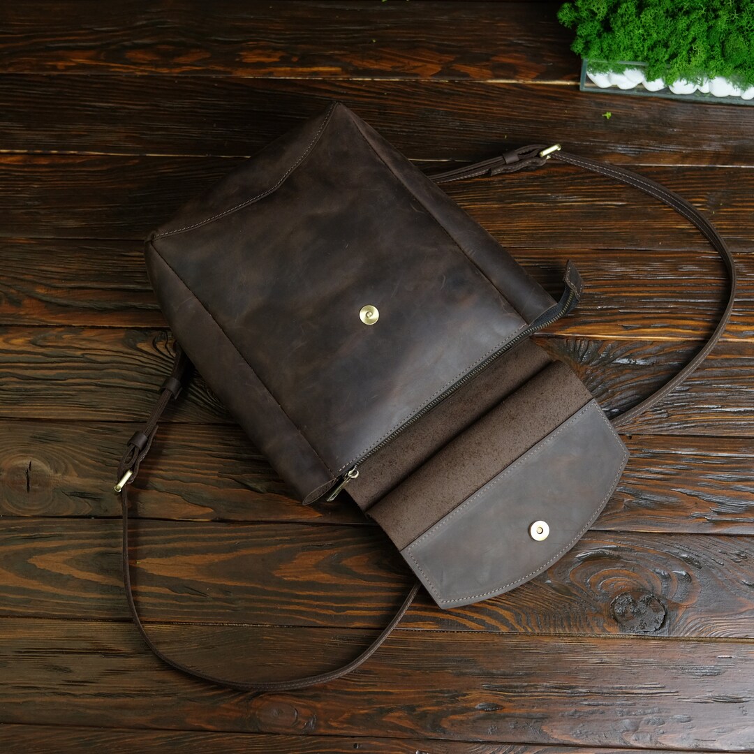 Real Leather Backpack Women, Small Dark Brown Backpack With Engraving ...