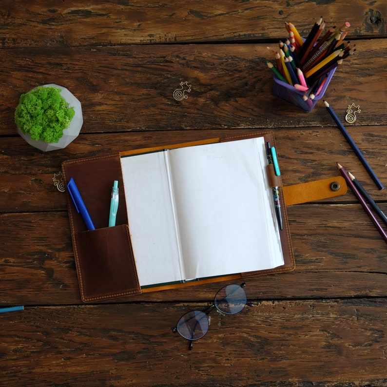 Leather Notebook Cover A5 A6 A4 Hobonichi Personalized - Etsy